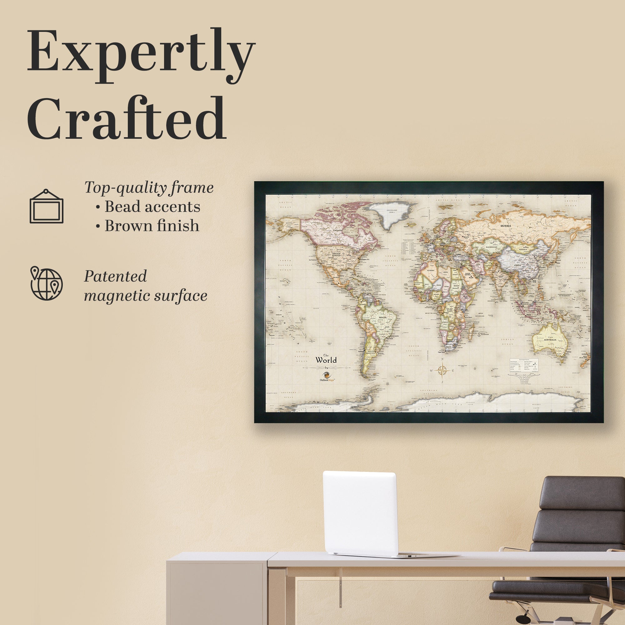 Magnetic Travel Maps - World - Home Magnetics
